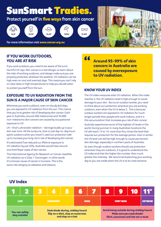 SunSmart Tradie Toolbox | Cancer Council Australia | Cancer Council