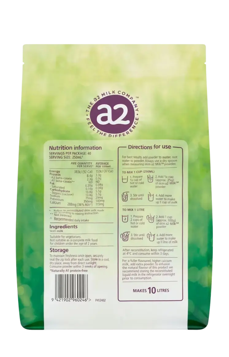 a2™ Skim Premium Instant Milk Powder – Pouch | a2 Milk®