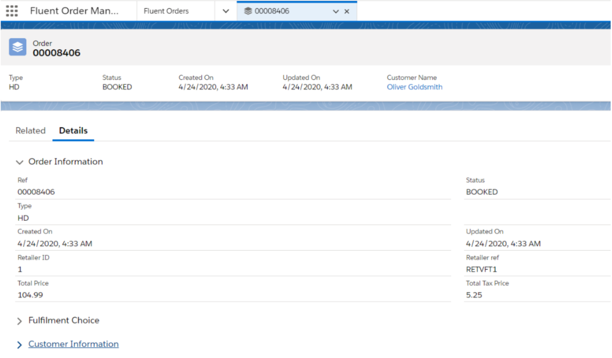 Fluent Order Management App for Salesforce Service Cloud (SFSC)