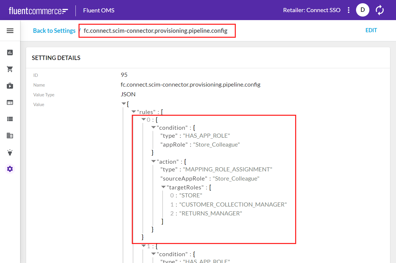 SCIM Connector Roles Configuration