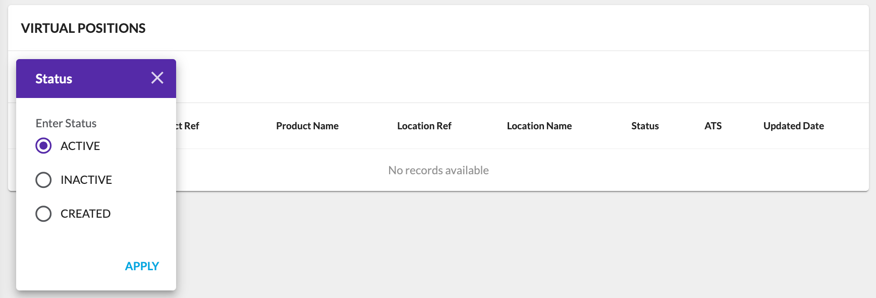 Enable the Status Filter with Predefined Values