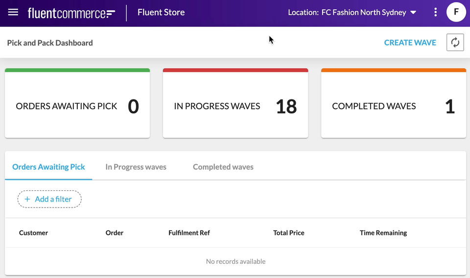 Switch between all locations in Fluent Store