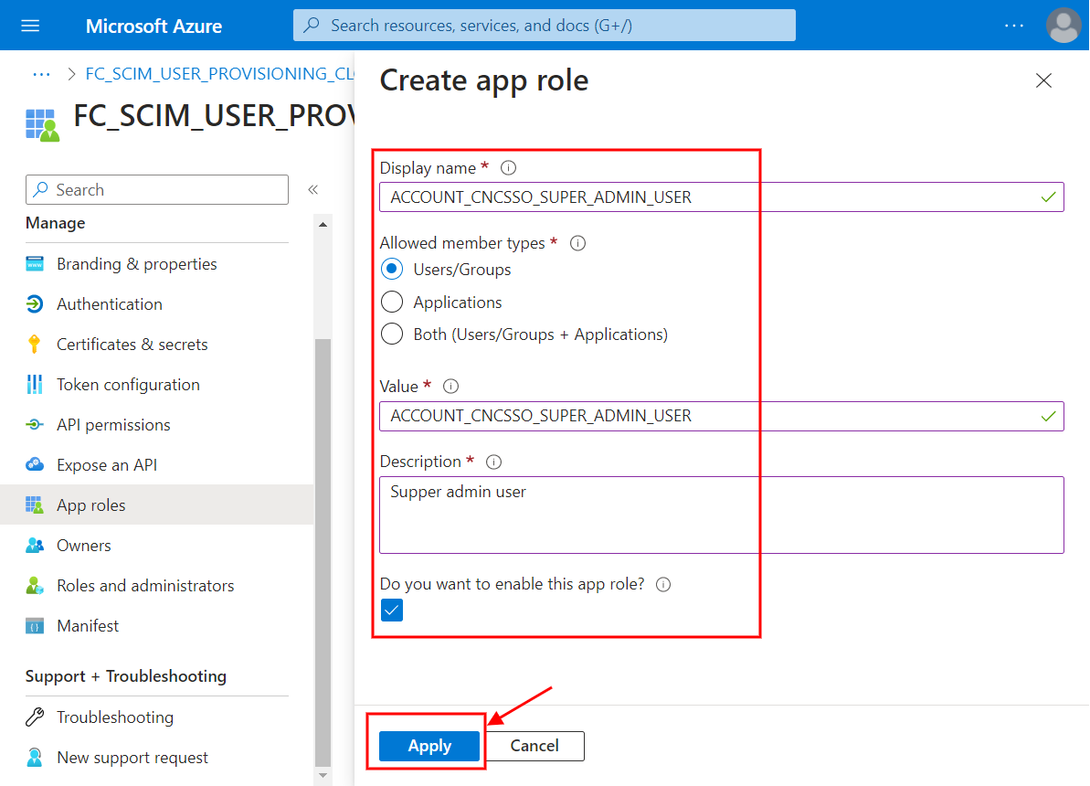 SCIM Connector Roles Configuration
