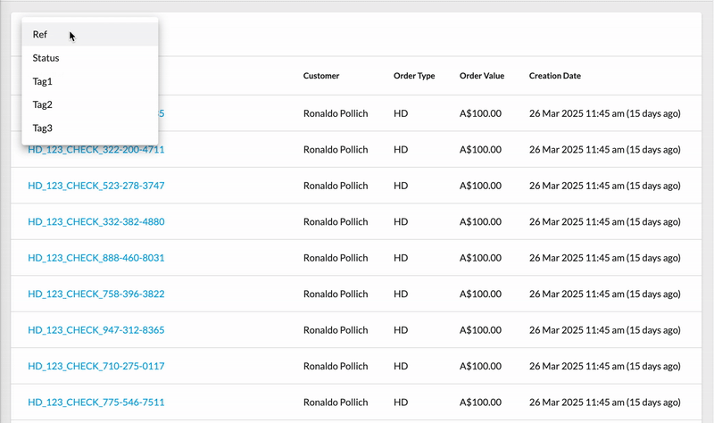 Using Predefined Values in Order Tag Filters