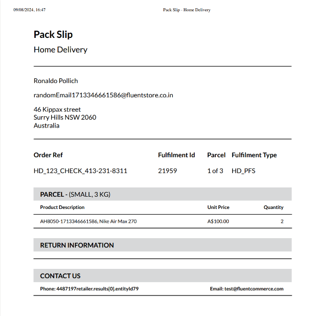 Configure Printable Pack Slips for assign items to parcels